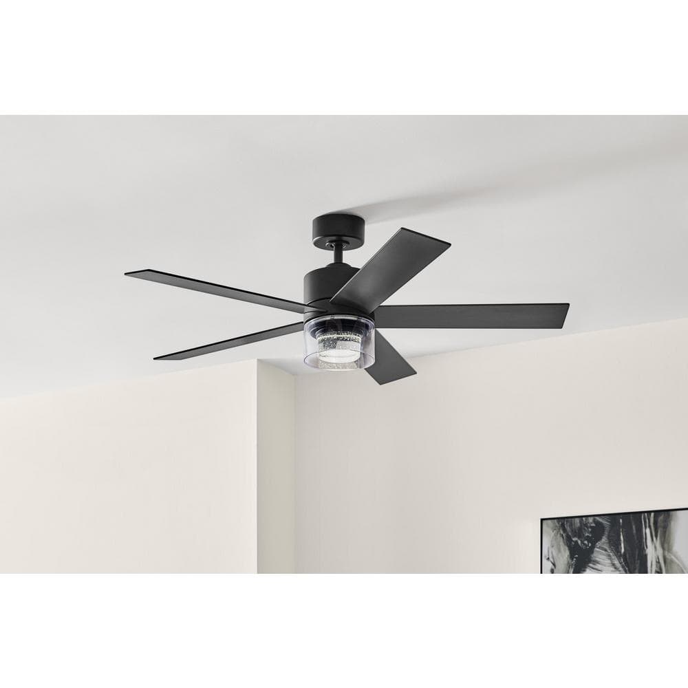 Hampton Bay Crysalis 52 in. Indoor Matte Black Ceiling Fan with Bubble ...