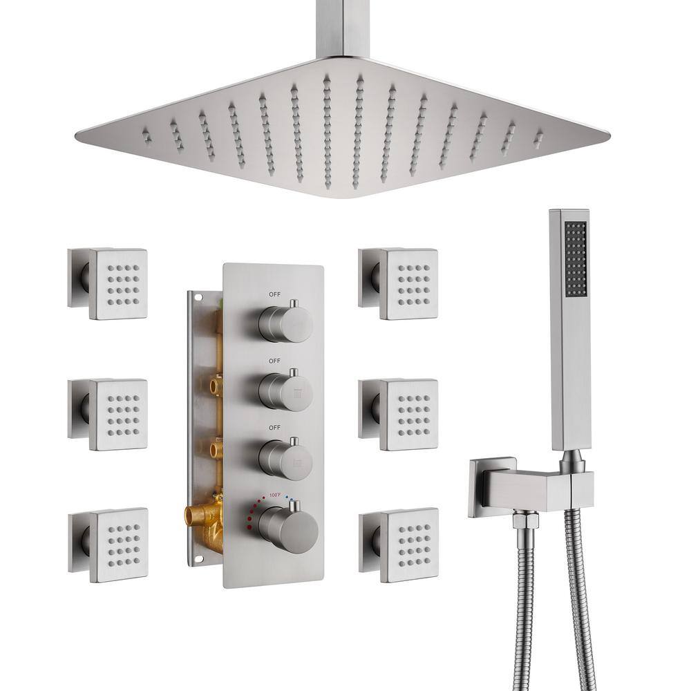 Have a question about Mondawe Luxury 7-Spray Patterns Thermostatic 12 in. Ceiling Mount Rainfall ...