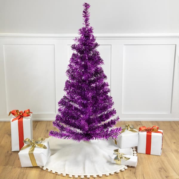 Northlight 4 ft. Purple Unlit Tinsel Artificial Christmas Tree 34860017