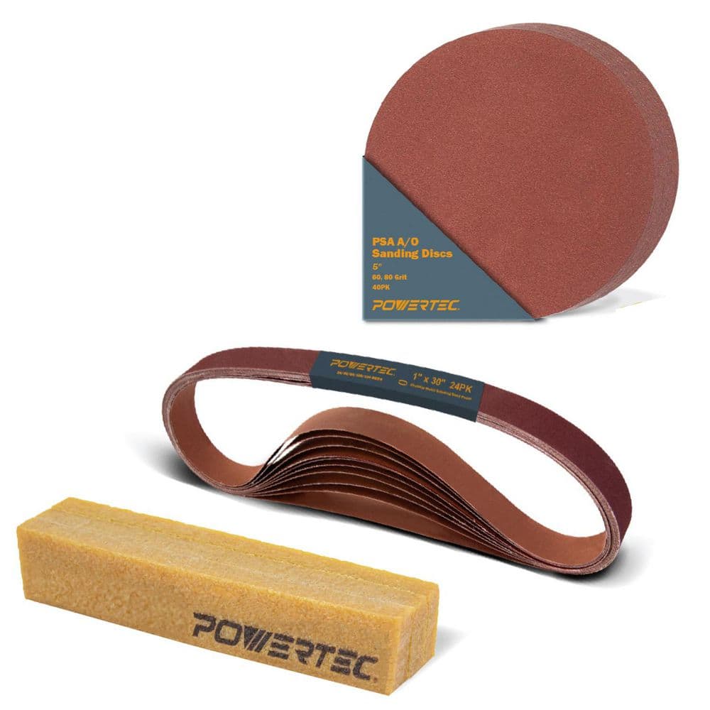 ‎POWERTEC 5 in. PSA Sanding Disc, 1 x 30 in. Sanding Belt Assorted ...