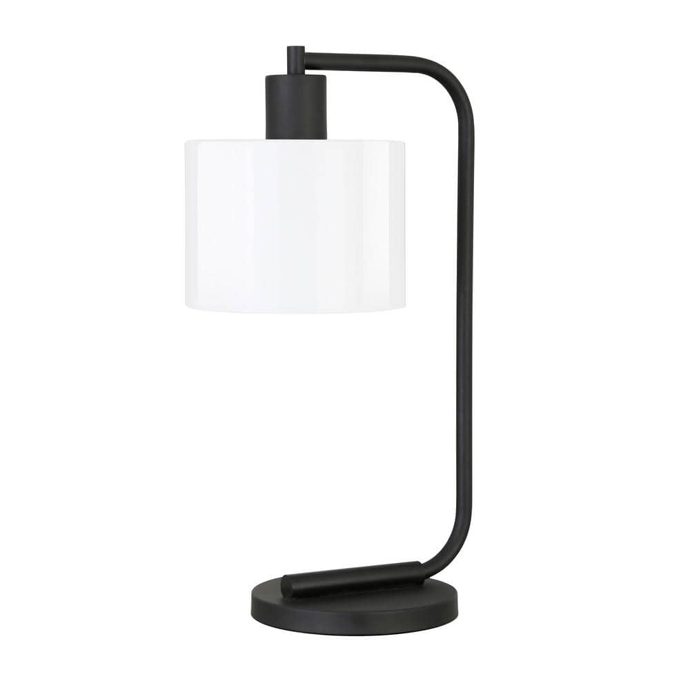 HomeRoots 20 in. White Industrial Integrated LED Bedisde Table Lamp ...