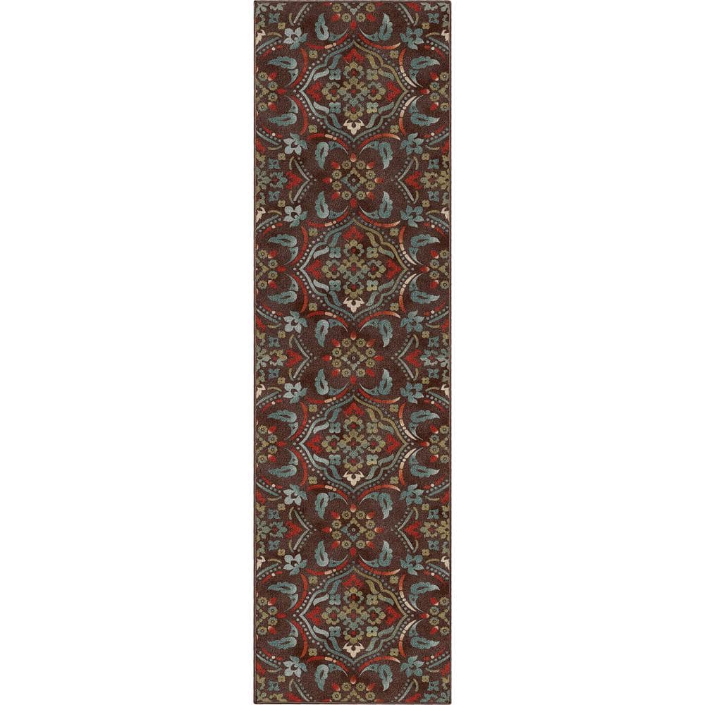 Well Woven Brown 2 ft. x 7 ft. Kings Court Florence Modern Floral ...