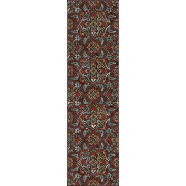 Well Woven Brown 2 ft. x 7 ft. Kings Court Florence Modern Floral ...