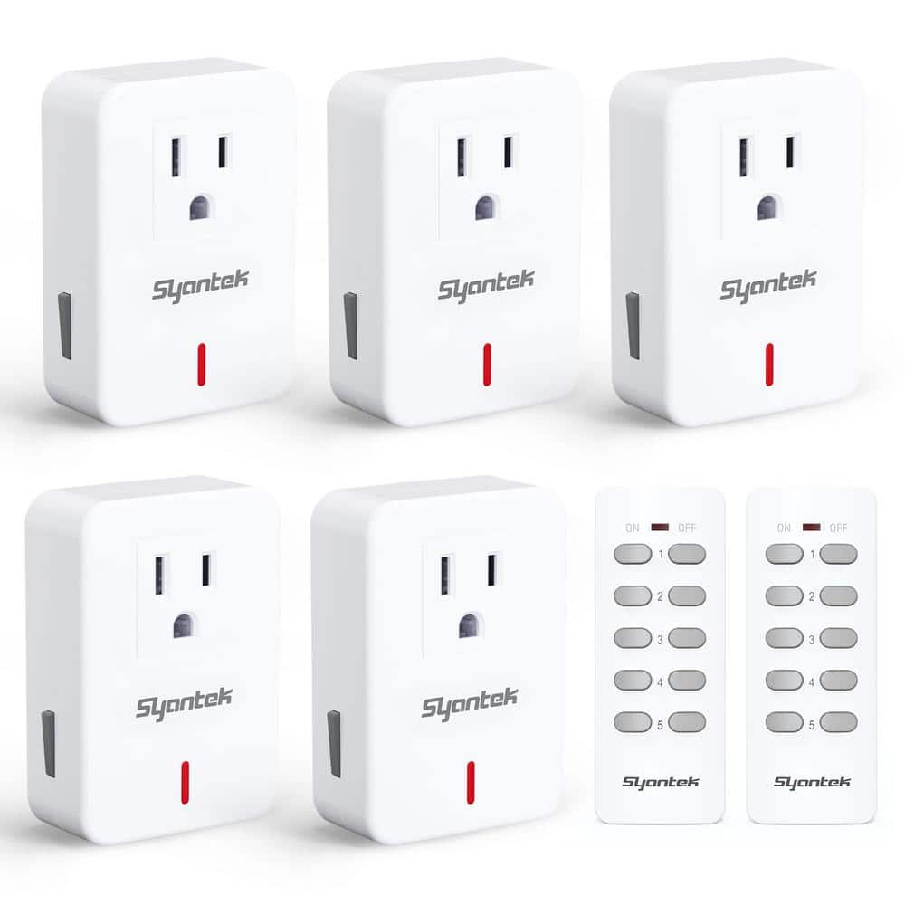 BIBIVIS White 5 Socket 2 Remote Control Wireless Electrical Switch Set ...