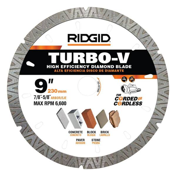 RIDGID TURBO-V 9 in. Turbo Rim Diamond Blade for Masonry High ...