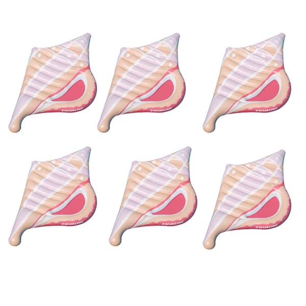 SWIMLINE Pink Inflatable Conch Floating Lounger Raft Mat for Swimming ...