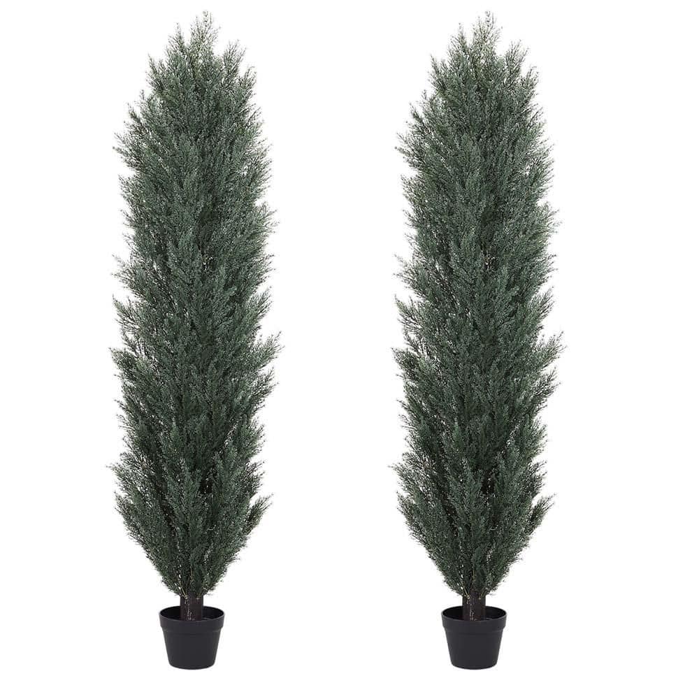 6 ft. Artificial Topiary Tree in Pot, Fake Shrubs, Faux Pine Trees UV ...