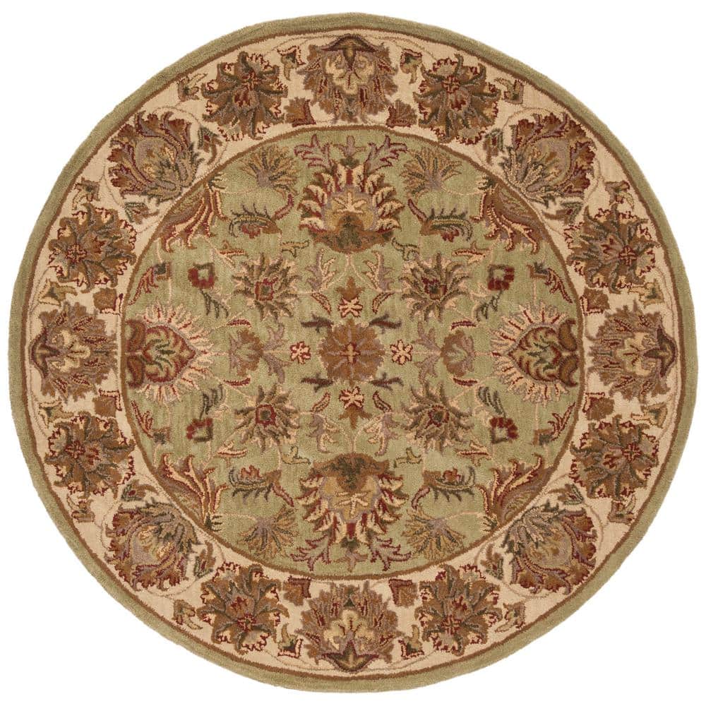 SAFAVIEH Heritage Green/Gold 6 ft. x 6 ft. Round Border Area Rug HG343A ...