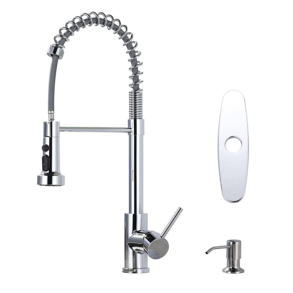 AVITAS Polished Chrome 19 in. Single-Handle Spring Neck Pull Down ...