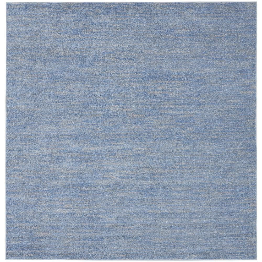 Nourison Essentials 5 ft. x 5 ft. Blue/Gray Square Solid Contemporary ...
