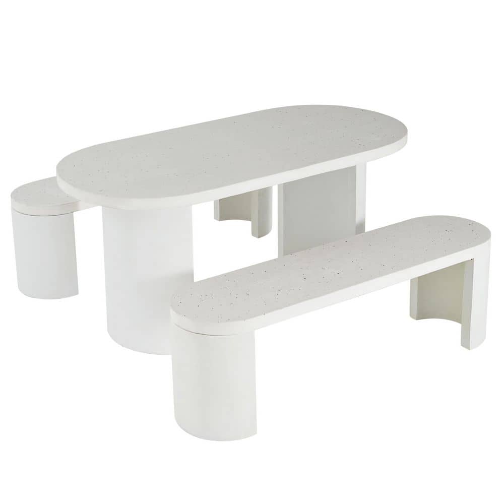 CHRISTOPHER KNIGHT HOME Aylwen Patio 3-Piece Terrazzo White Metal and ...
