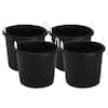 HOMZ 18 Gal. Black Plastic Utility Storage Bucket Tub with Rope Handles ...