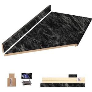 Hampton Bay 8 ft. Left Miter Laminate Countertop Kit Included in Bianco ...