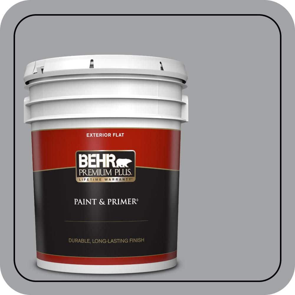 BEHR PREMIUM PLUS 5 gal. #N530-4 Power Gray Flat Exterior Paint ...