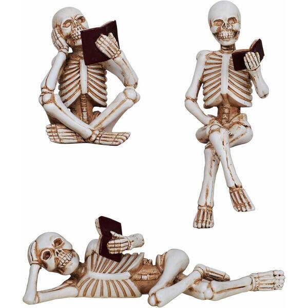 White 3 in. x 4 in. Resin Halloween Skeleton Statue LINBQ214 - The Home ...