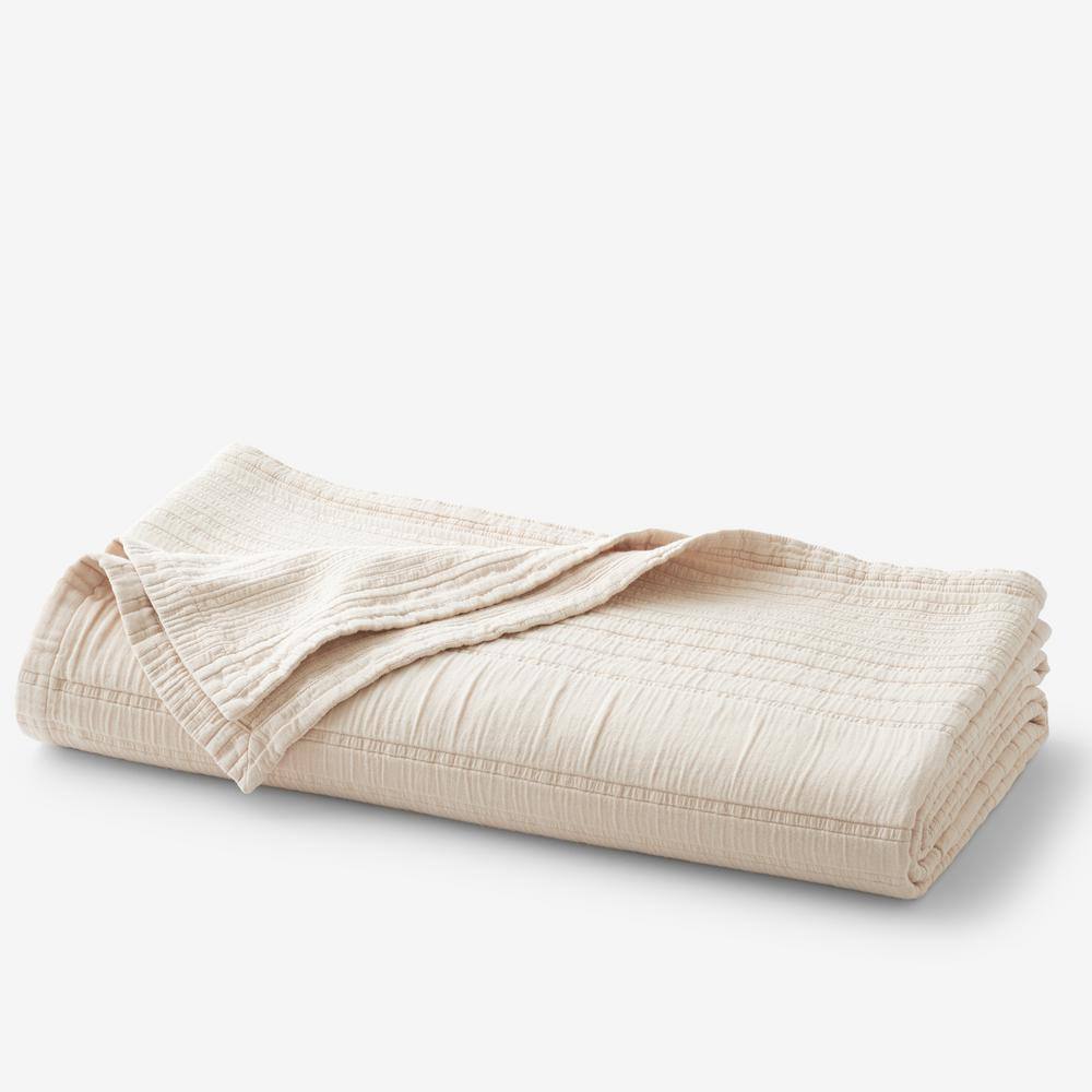 The Company Store Matera Stripe Sand Cotton Twin Blanket 51269W-T-SAND ...