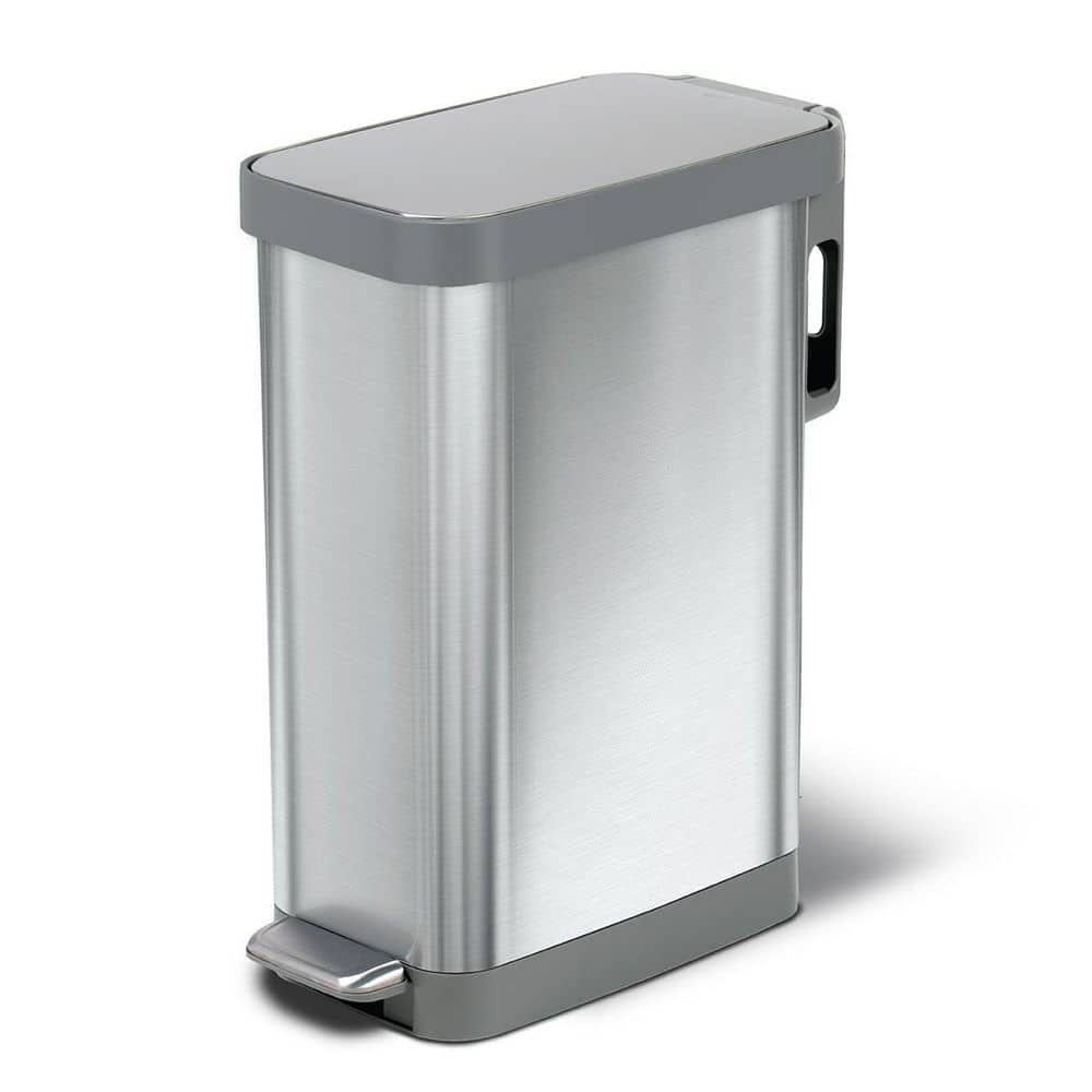 Glad 12 Gal. Slim All Stainless Steel Step-On Trash Can GLD-74533 - The ...