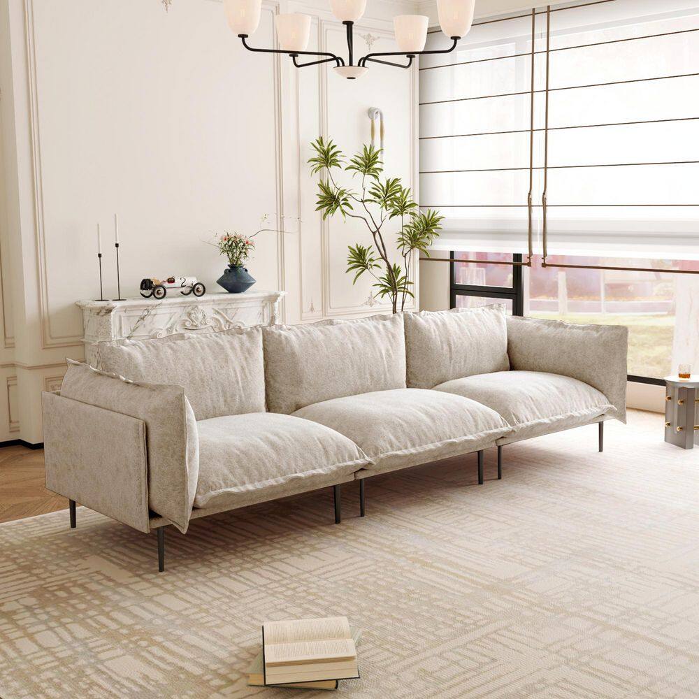 Magic Home Modern 111 in. 3-Seater Tapered Arm Upholstered Velvet ...