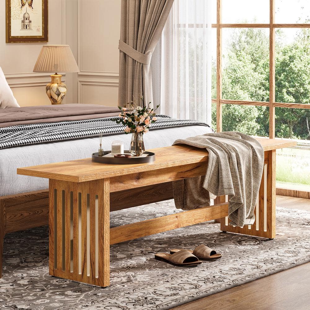 BYBLIGHT Turrella Farmhouse Brown Wood 59 in. Legs Dining Table 2-Seat ...
