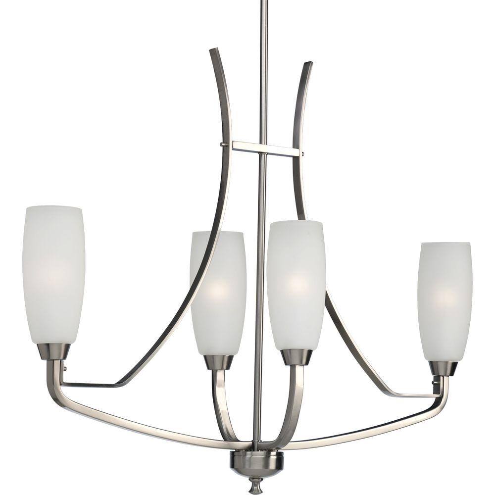 Progress Lighting Wisten Collection 4-Light Brushed Nickel Etched Glass ...