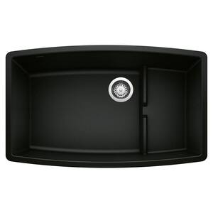 Blanco Performa Cascade Silgranit Gray Granite Composite 32 in. Single ...