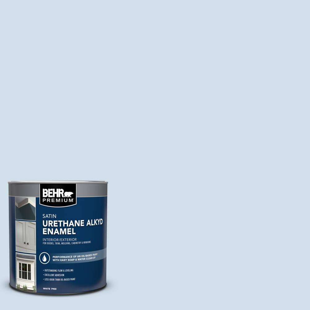 BEHR PREMIUM 1 qt. #M530-1 Ice Drop Satin Enamel Urethane Alkyd ...