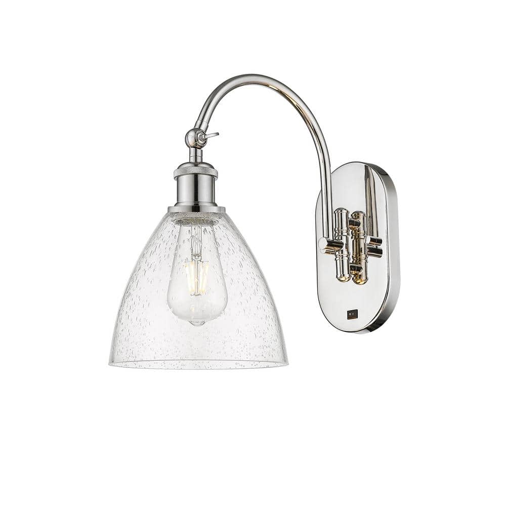Innovations Bristol Glass 1-Light Polished Nickel, Seedy Wall Sconce ...