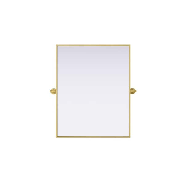 Timeless Home Brass 24 in. W x 30 in. H Rectangular Pivot Mirror ...