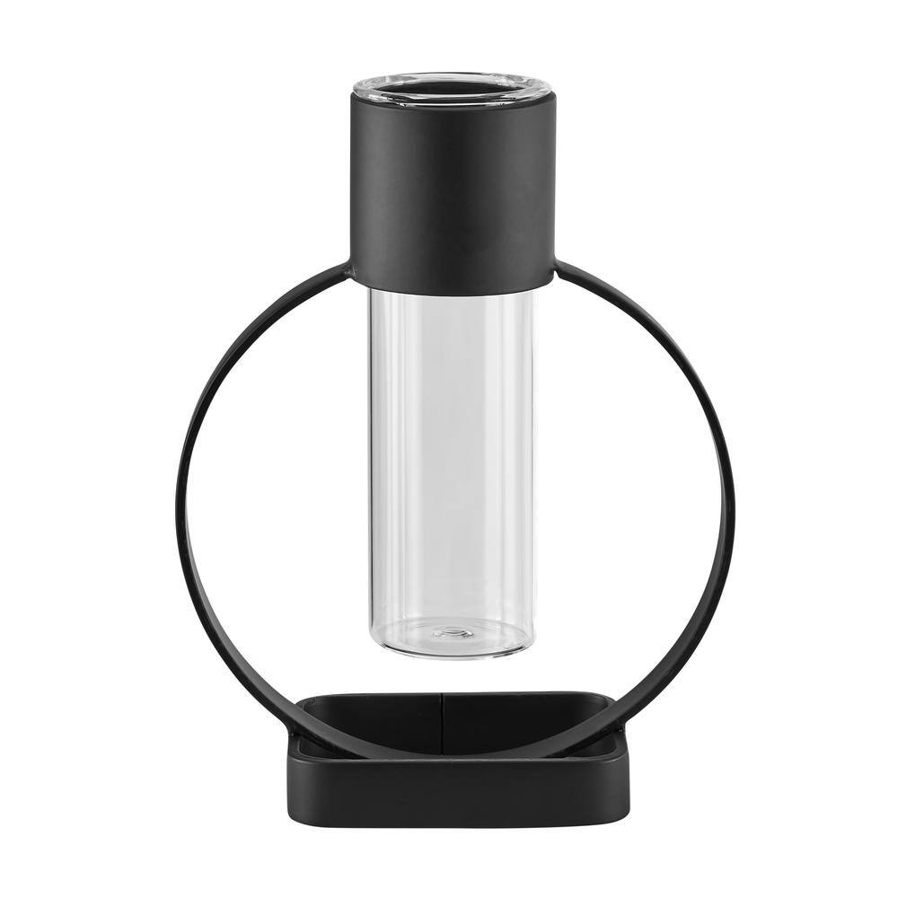 DANYA B Jacob Modern Black Metal Open Circle Pedestal Clear Glass ...