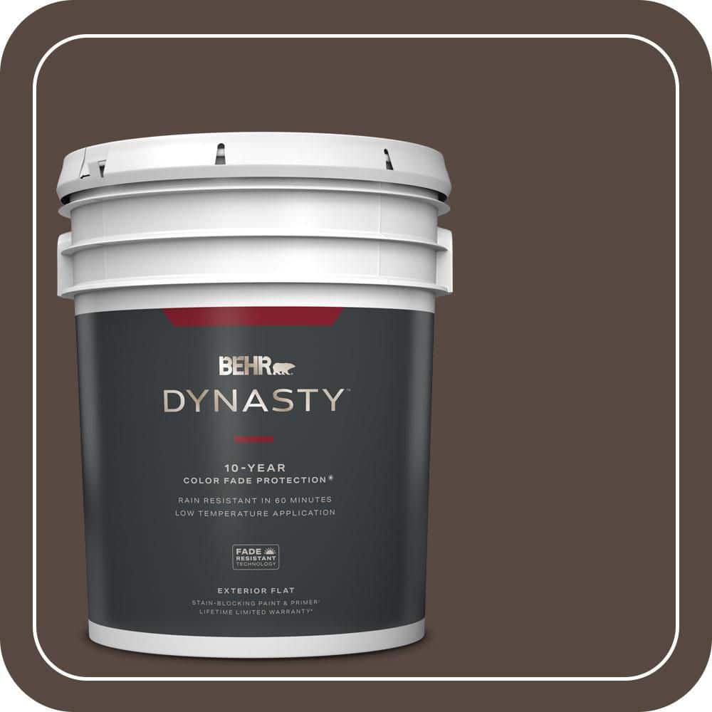 BEHR DYNASTY 5 gal. #780B-7 Bison Brown Flat Exterior Stain-Blocking ...
