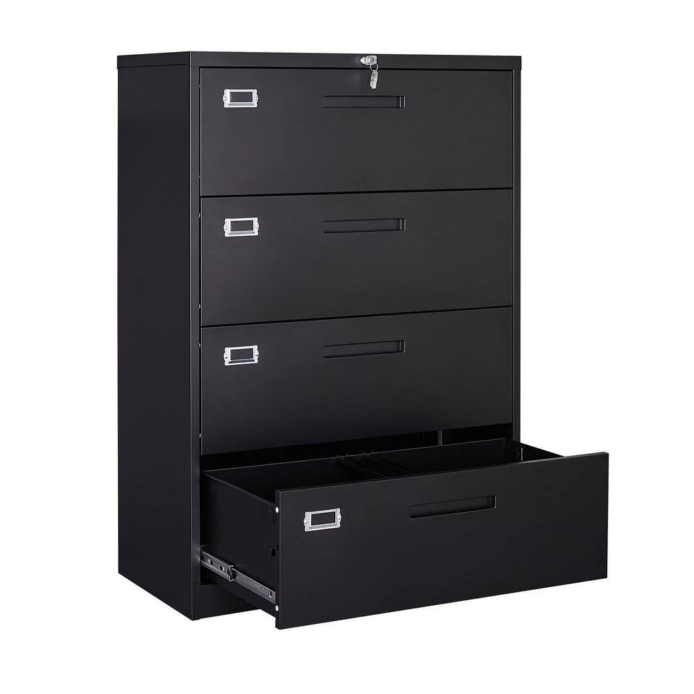Black Steel File Cabinet with 4-Drawer and Lock SBKS202269W-1 - The ...