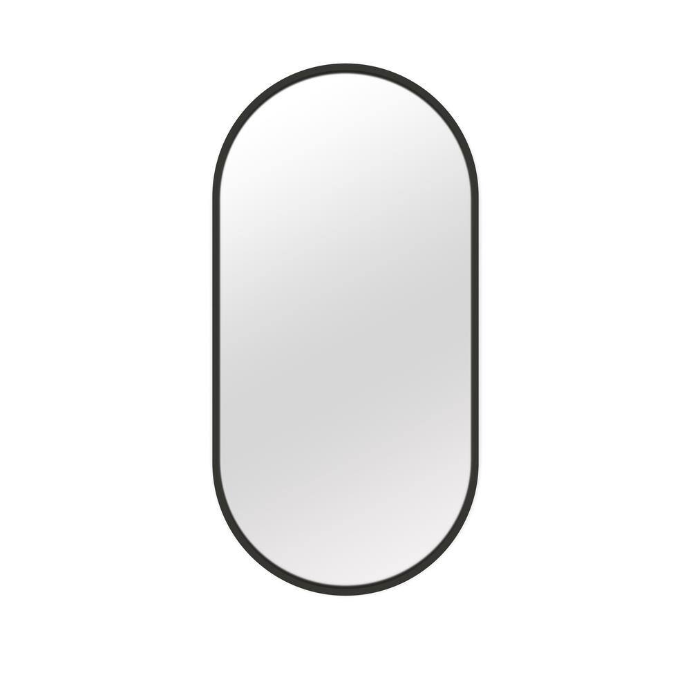 Dwell Home Inc Arden 16 in. W x 32 in. H Oval Pill Black Framed Mirror ...