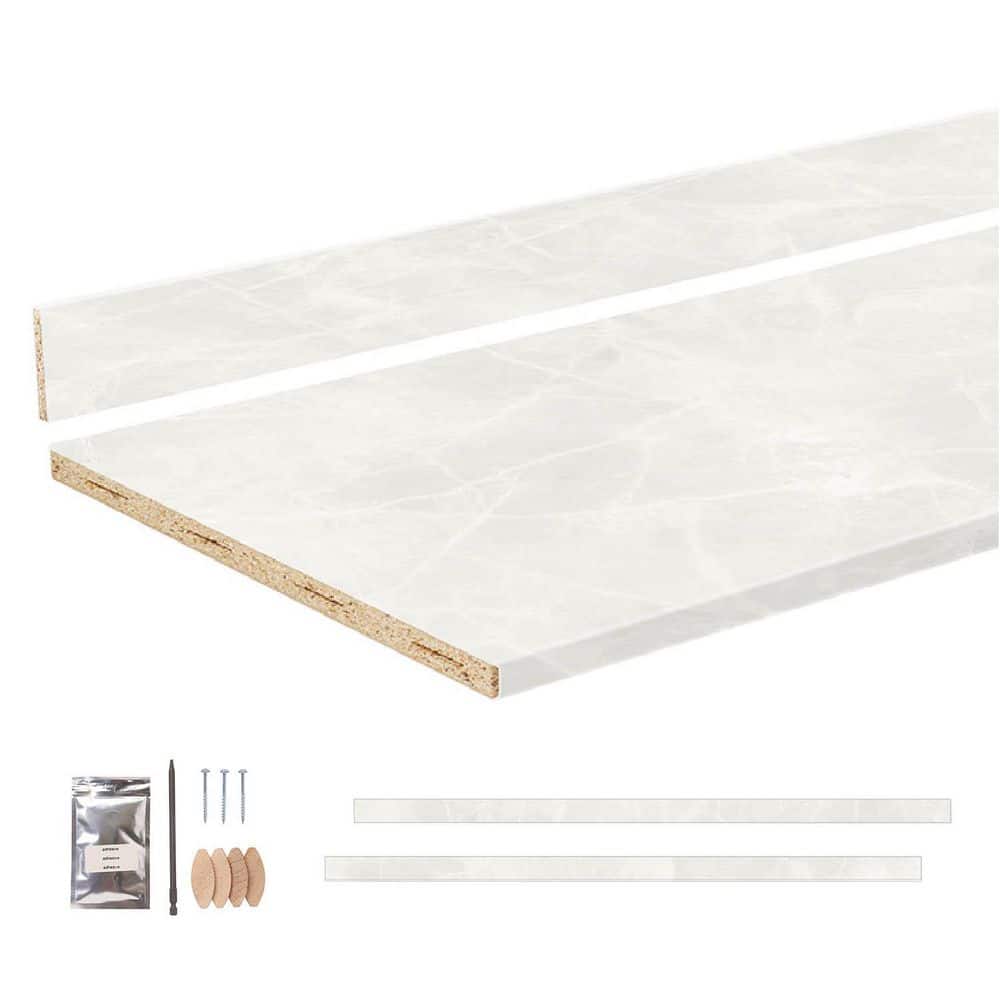 STRETTA 8 ft. Cream Laminate Countertop Kit with Left Miter and Full ...