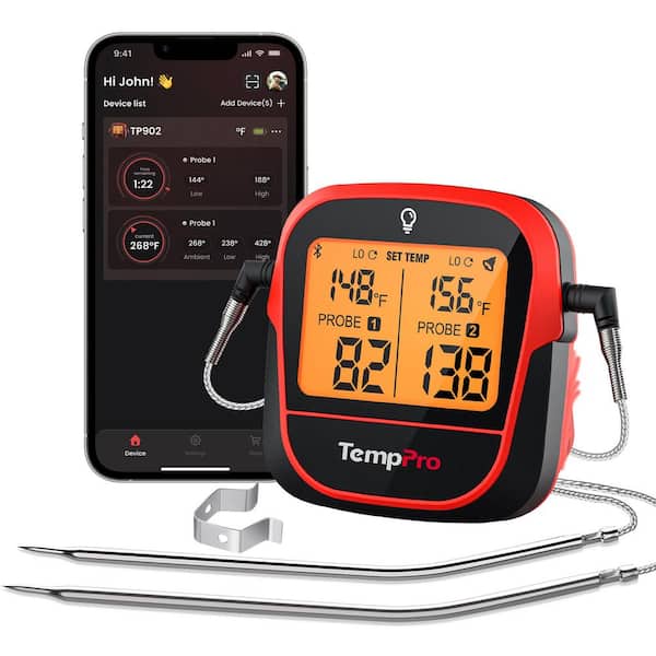 TempPro Smart Bluetooth Meat Thermometer with Dual Probes for Grilling ...