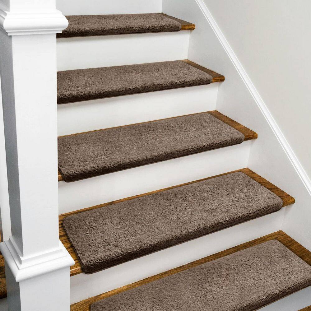 PURE ERA Brown 9.5 in. x 30 in. x 1.2 in. Plush Bullnose Indoor Stair ...