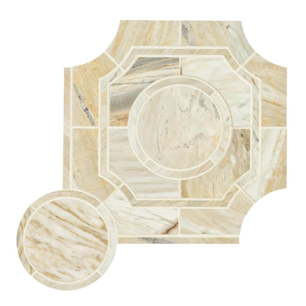 MSI Athena Gold Regency 10 in. x 10 in. x 0.39 in. Polished Marble Mesh ...
