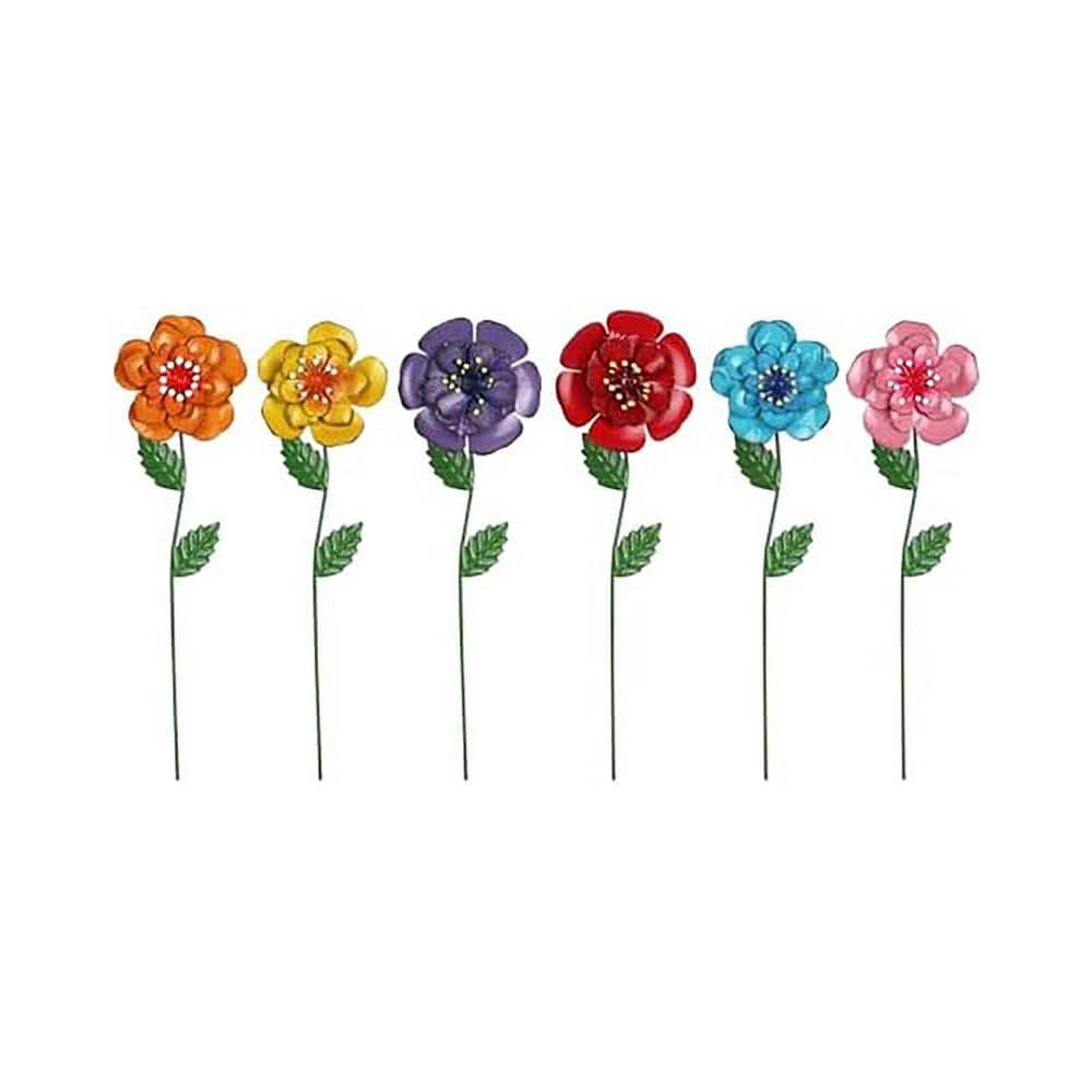 Justincity 11.6 Inch Multi-Color Metal Garden Stakes Decorative Flowers ...