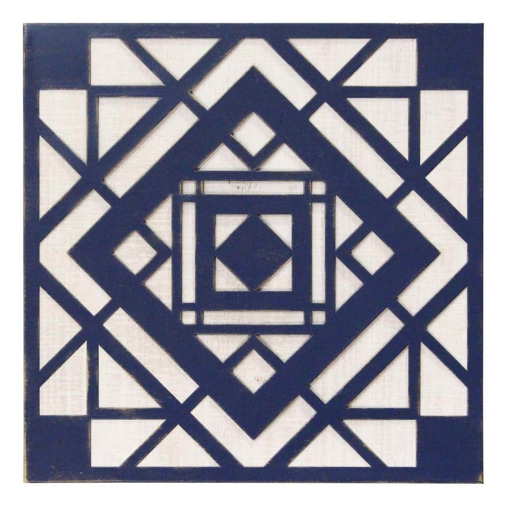 HomeRoots Blue Aztec Metal and Wood Wall Decor-373240 - The Home Depot