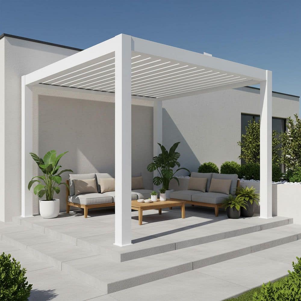 Reviews for Mondawe 10 ft. x 10 ft. White Aluminum Outdoor Solar ...