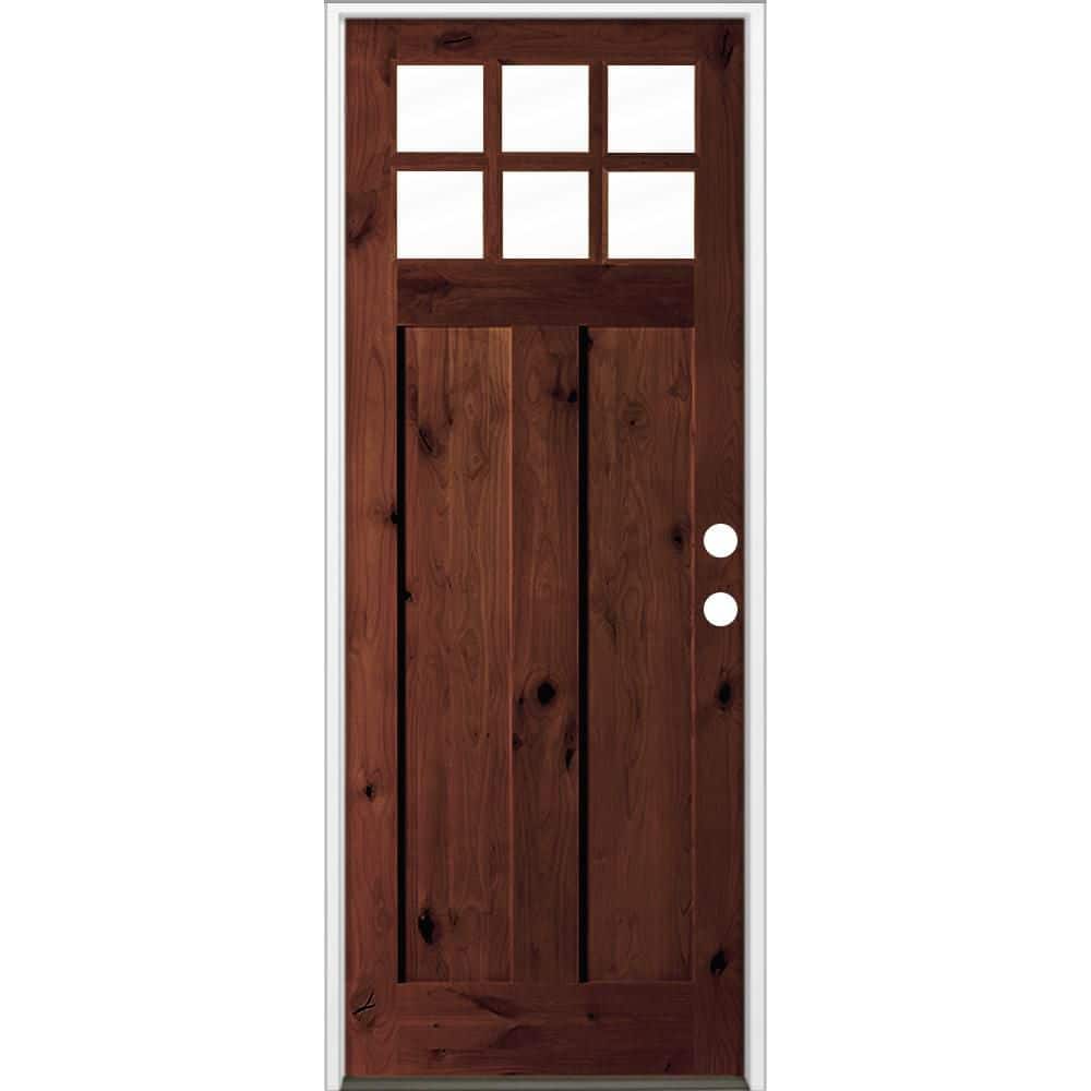 Krosswood Doors 36 in. x 96 in. Craftsman Knotty Alder Left-Hand ...