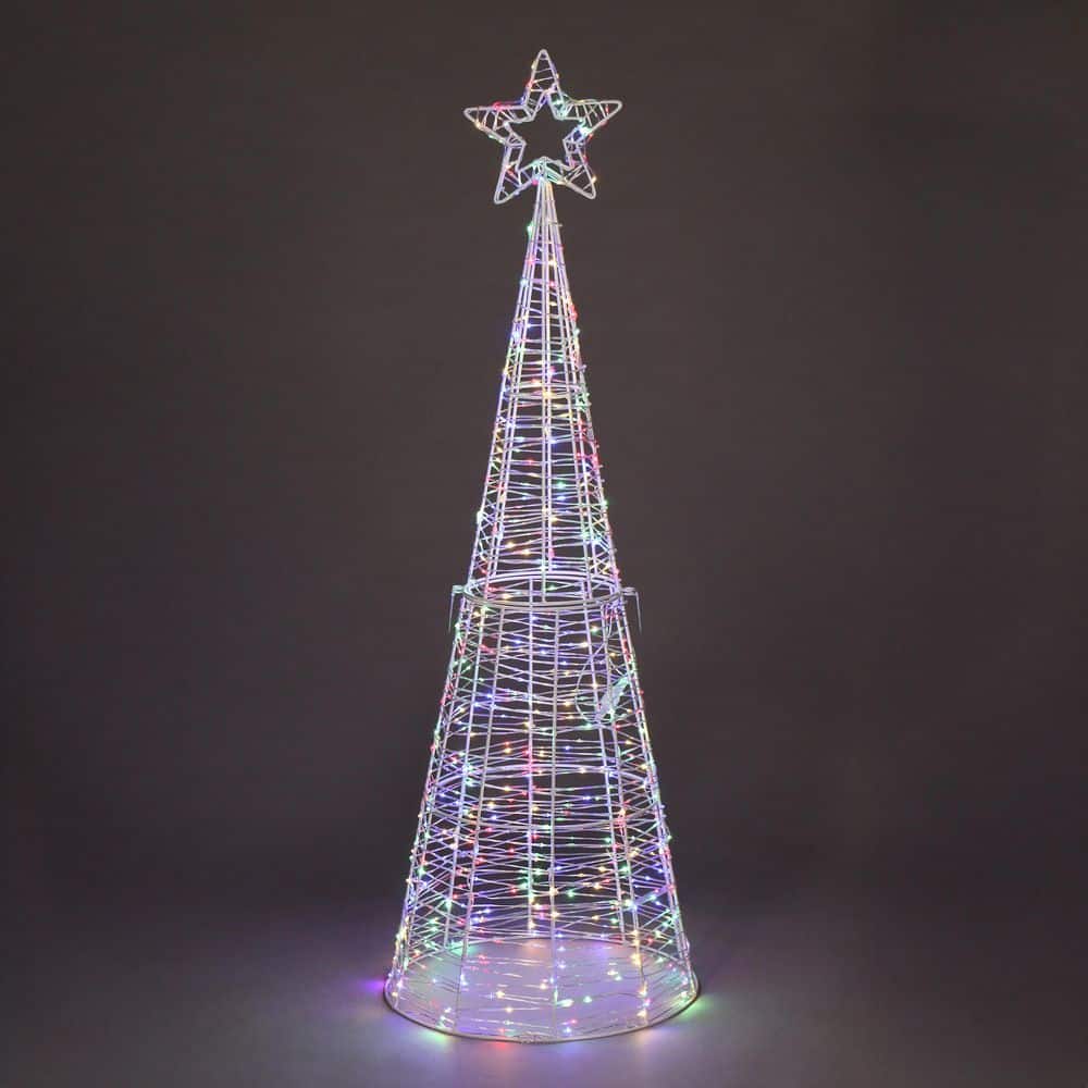 CAPHAUS 4 ft. Pre-Lit LED Cone Tree Artificial Christmas Tree with 630 ...