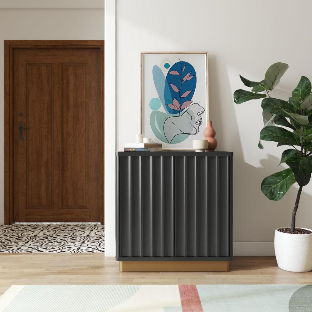 CosmoLiving by Cosmopolitan Rene Scalloped Black and Golden Bronze 31.6 ...