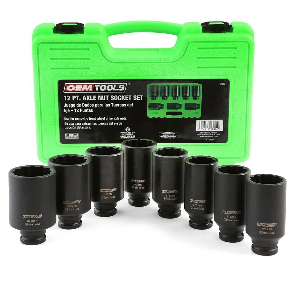 OEMTOOLS 1/2 in. Drive Axle Nut 12 Point Metric Socket Set (8-Piece ...