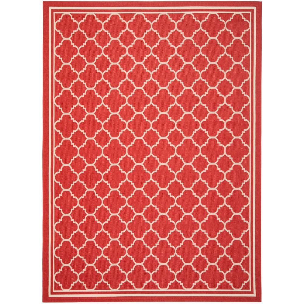 SAFAVIEH Courtyard Red/Bone 8 ft. x 10 ft. Geometric Moroccan Indoor ...