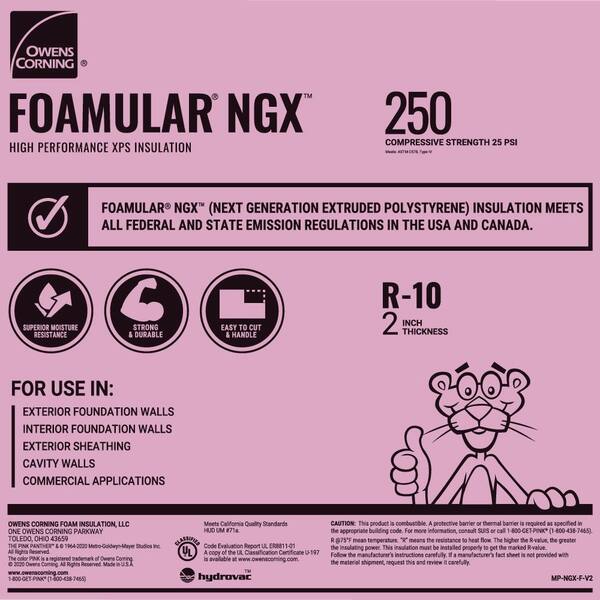 Owens Corning FOAMULAR NGX F-250 2 in. x 48 in. x 8 ft. T&G R-10 XPS ...