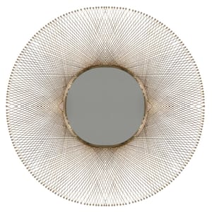 Litton Lane 40 in. x 40 in. Starburst Round Framed Gold Wall Mirror ...
