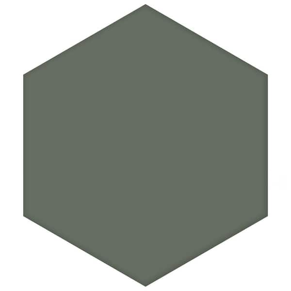 Merola Tile Textile Basic Hex Moss 9 in. x 10 in. Porcelain Floor and ...