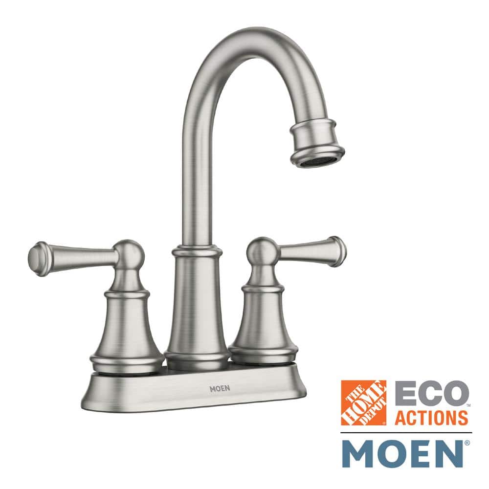 MOEN Brecklyn 4 in. Centerset 2-Handle Bathroom Faucet in Spot Resist ...