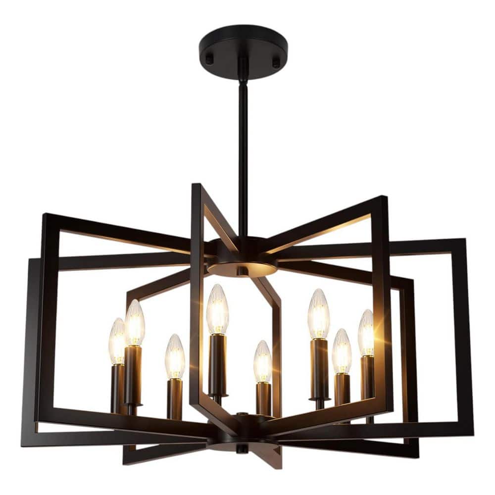 Nordic Hygge 8-Light Black Chandelier Farmhouse Dining Room Light ...
