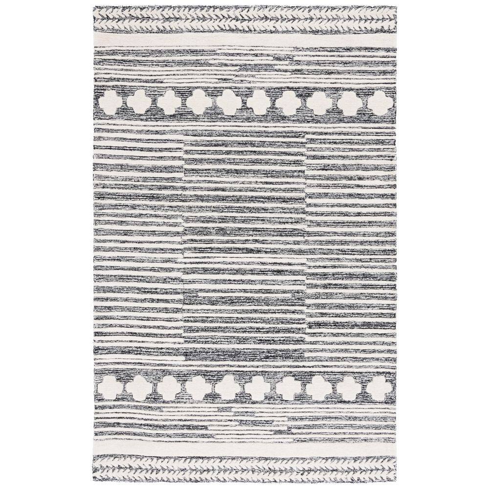 SAFAVIEH Abstract 5 ft. x 8 ft. Black/Ivory Striped Aztec Area Rug ...